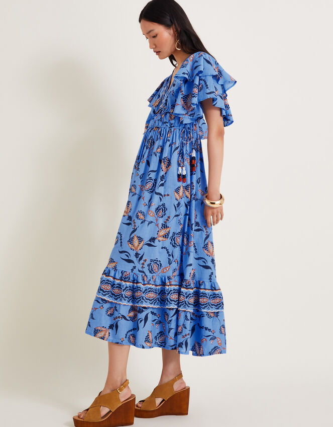 Clara Frill Dress Blue | Day Dresses | Monsoon UK.