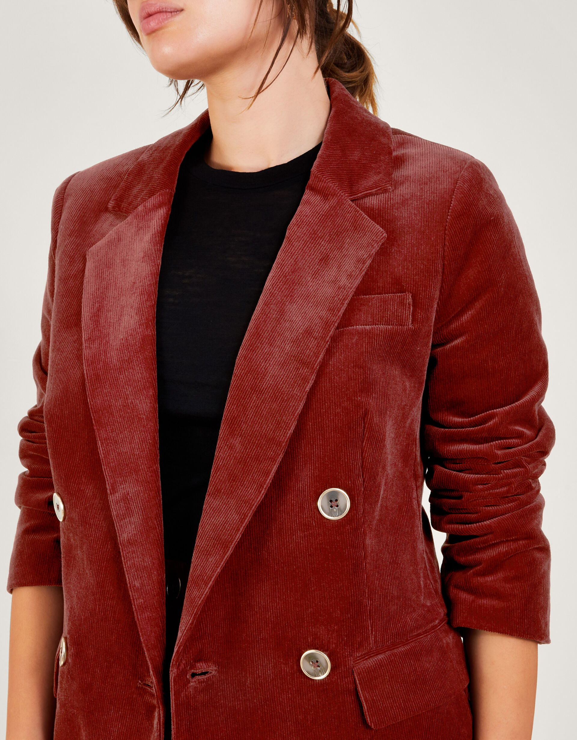 Justine Double Breasted Cord Blazer Copper | Women's Jackets | Monsoon UK.