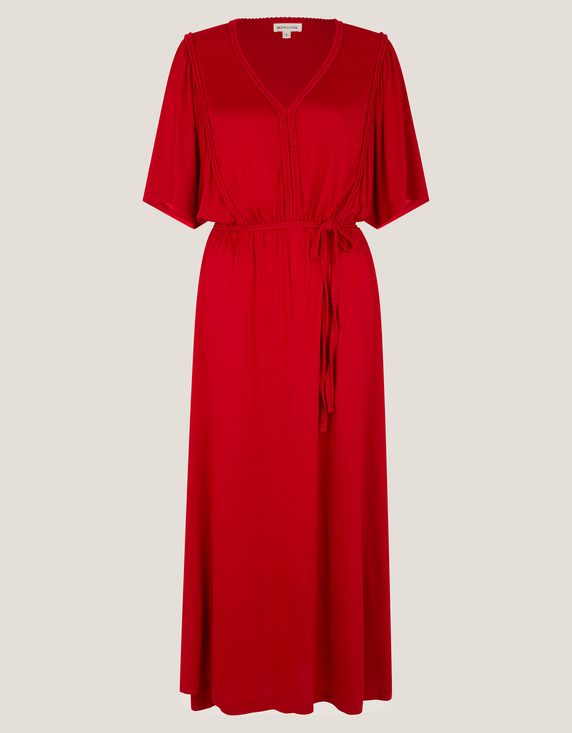 Paula Braided Jersey Midi Dress Red | Midi Dresses | Monsoon UK.