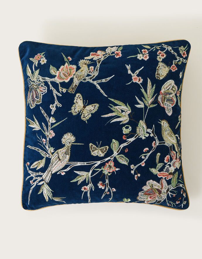 Bird Embroidered Cushion