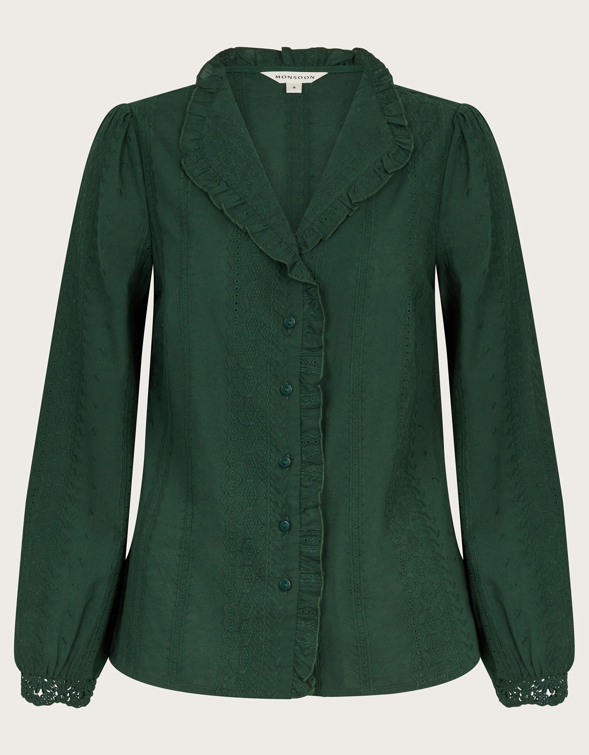 Cora Embroidered Shirt Green | Tops & T-shirts | Monsoon UK.