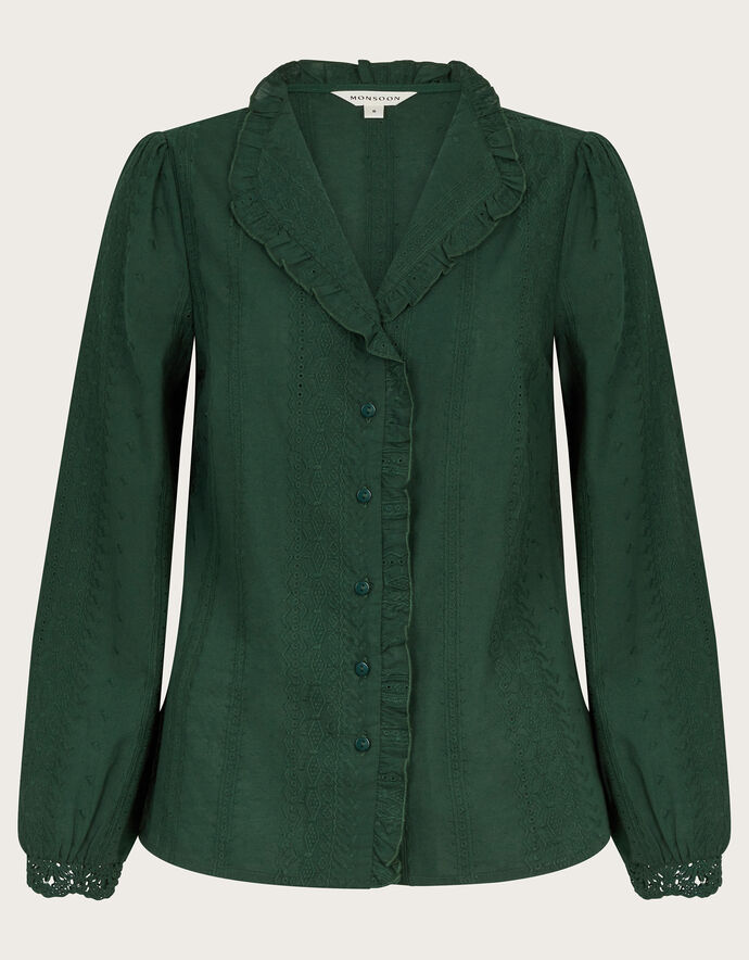 Cora Embroidered Shirt Green | Tops & T-shirts | Monsoon UK.