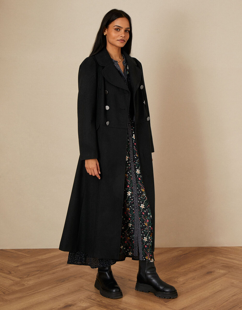 Samantha Skirted Coat Black | Women's Coats | Monsoon UK.