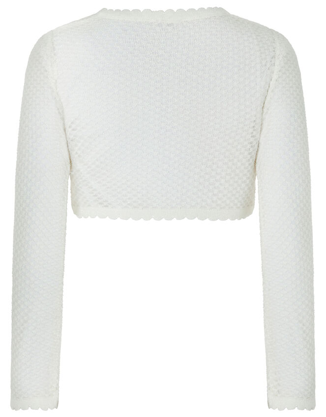 Gracie Shimmer Cropped Cardigan Ivory