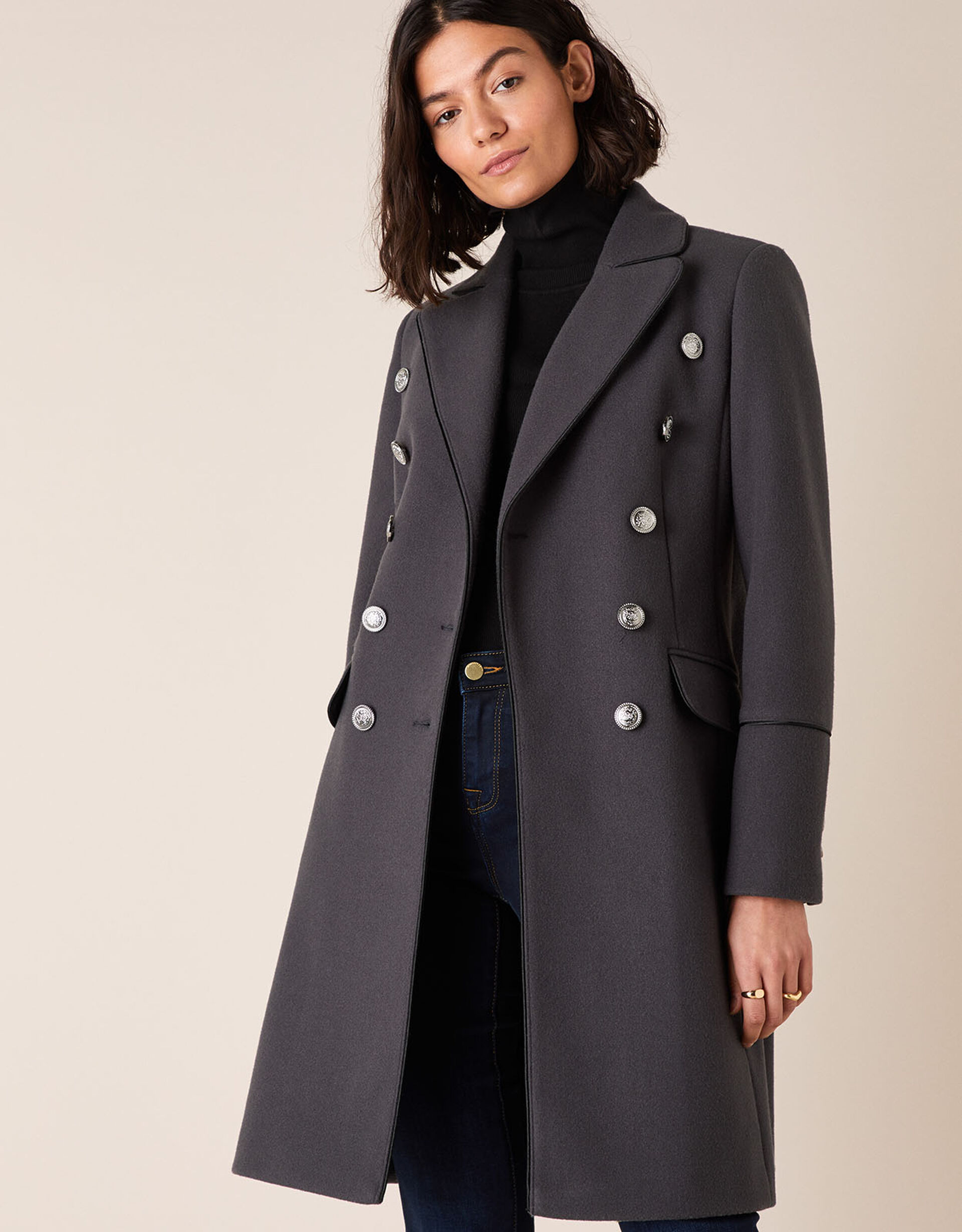 Marie Military Coat Grey | Women's Coats | Monsoon UK.