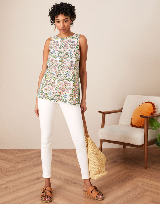 ARTISAN STUDIO Floral Print Tunic Ivory | Tops & T-shirts | Monsoon UK.