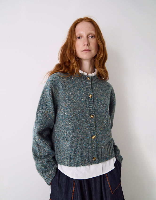 East Zoya Neppy Wool Blend Cardigan Teal