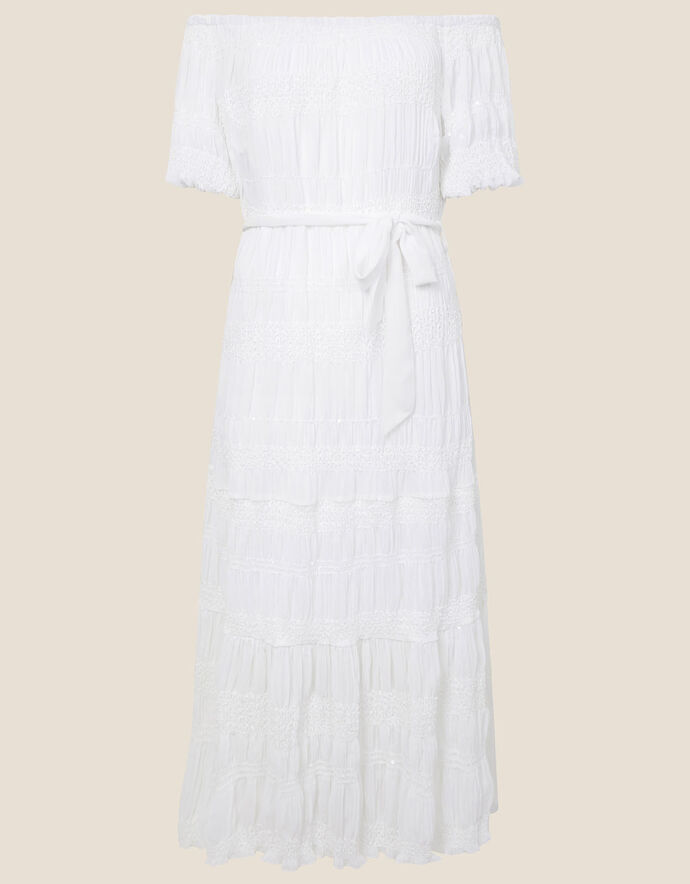 Plain Off-Shoulder Dress White