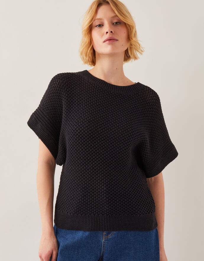 Sofie Slouchy Short Sleeve Jumper Black