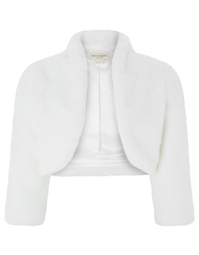 Maria Faux Fur Bridal Jacket Ivory | Women's Jackets | Monsoon UK.