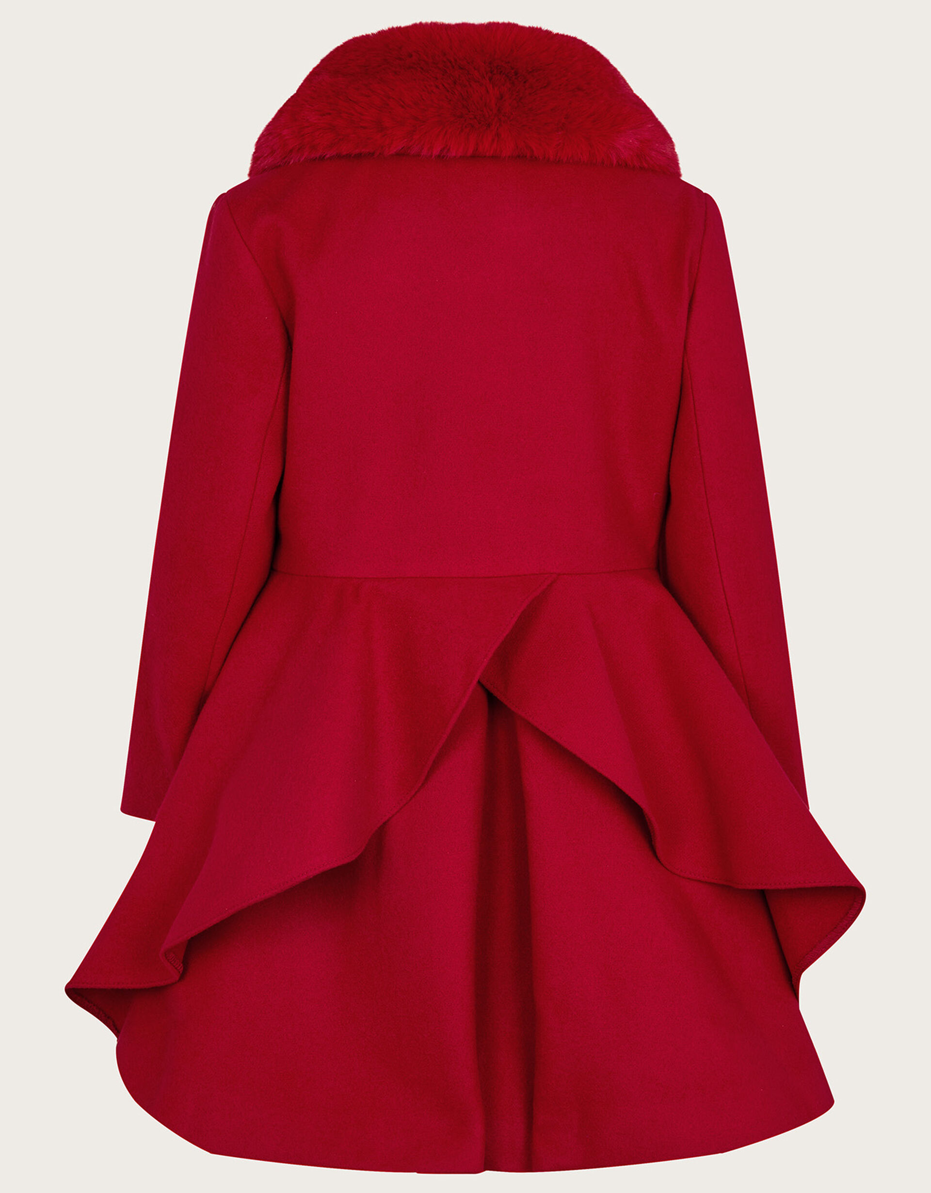 Faux Fur Collar Swing Coat Red | Girls' Coats & Jackets | Monsoon UK.