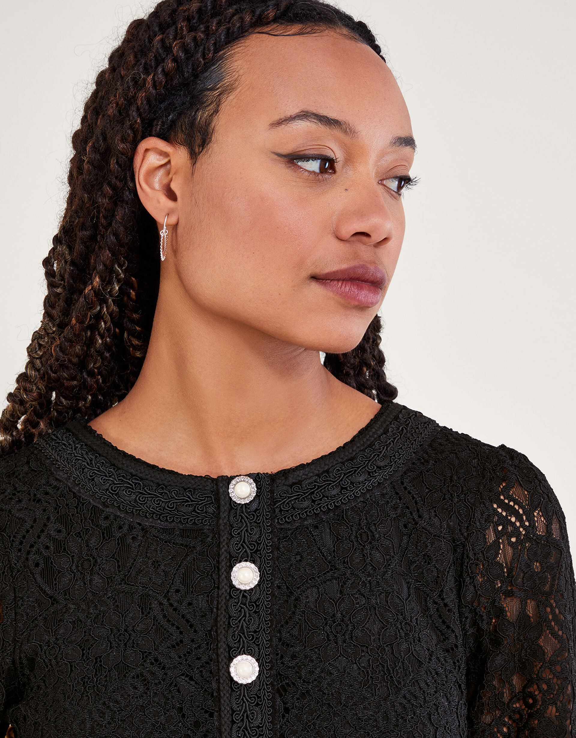 Lillian Lace Shift Dress Black