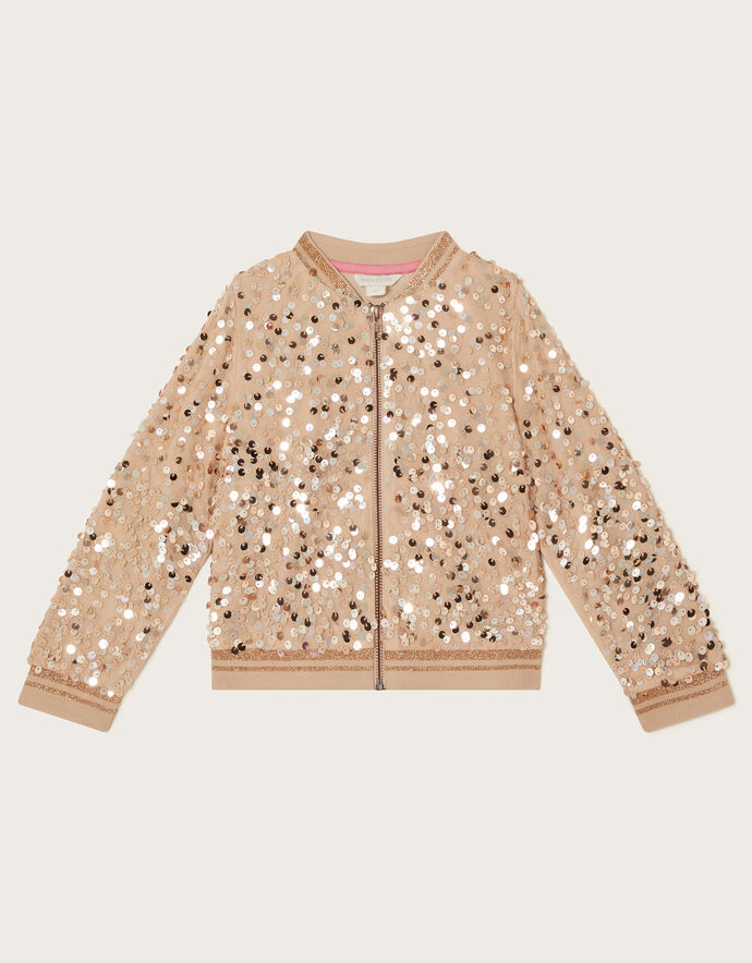 Sequin Bomber Jacket Gold | Girls' Coats & Jackets | Monsoon UK.