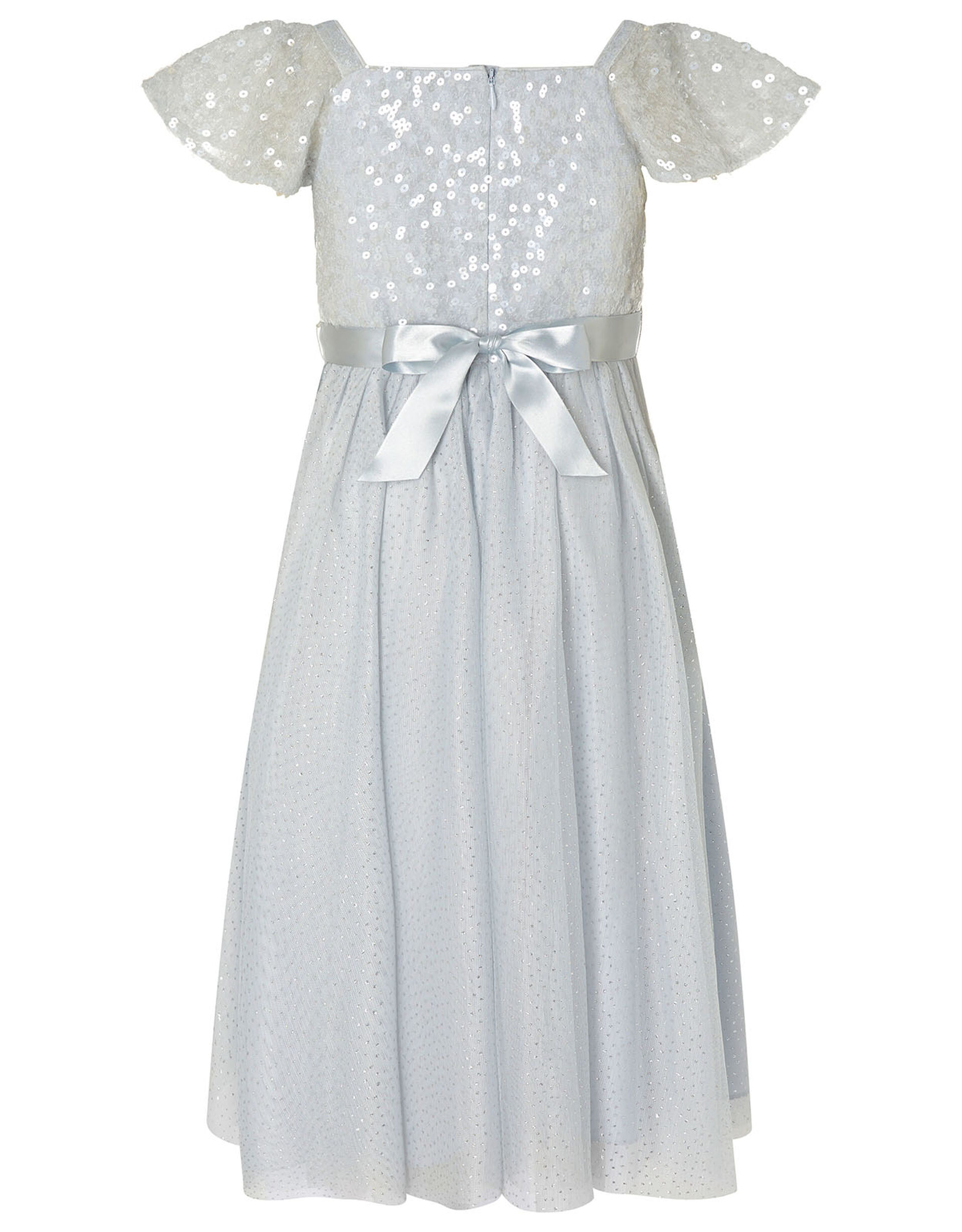 Truth Sequin Flutter Sleeve Dress Blue | Girls' Dresses | Monsoon UK.