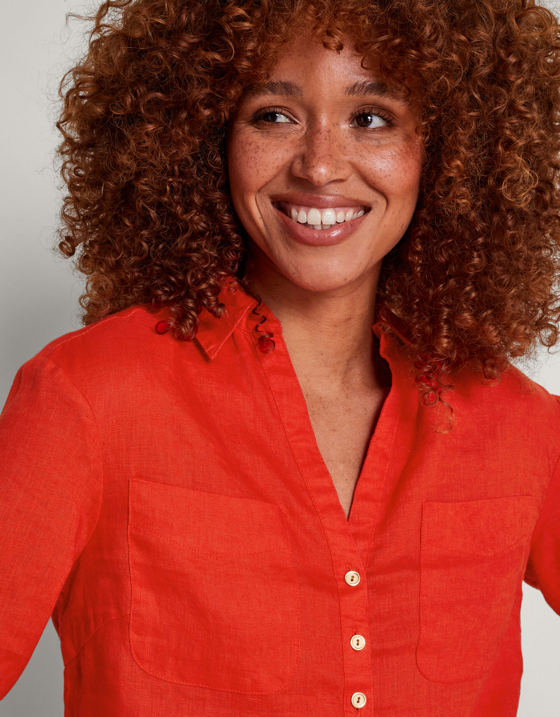 Layla Pocket Linen Top Orange | Tops & T-shirts | Monsoon UK.