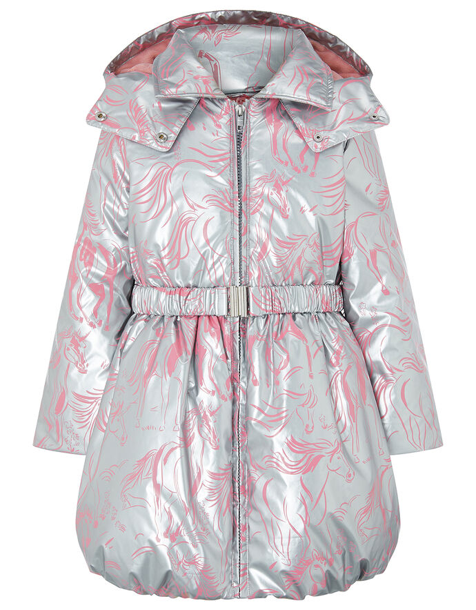 Metallic Unicorn Padded Coat Silver