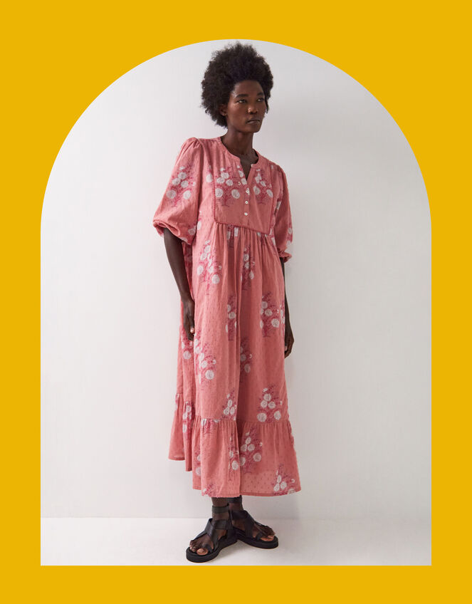 East Nadine Embroidered Midi Smock Dress Multi