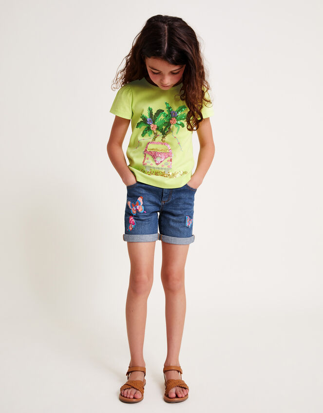 Butterfly Embroidered Denim Shorts Blue | Girl (3-12 years) | Monsoon UK.