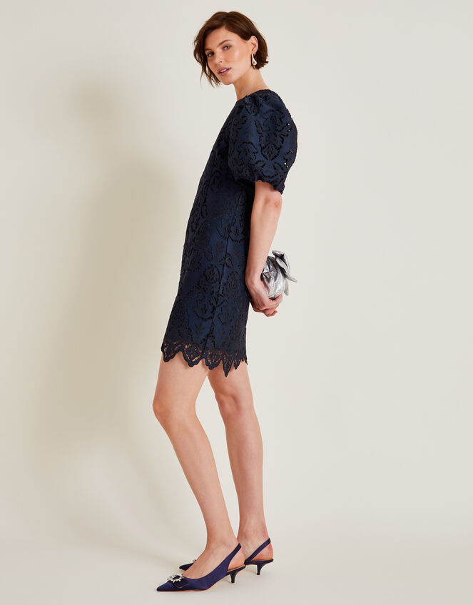 Lila Lace Tunic Mini Dress Blue | Evening Dresses | Monsoon UK.