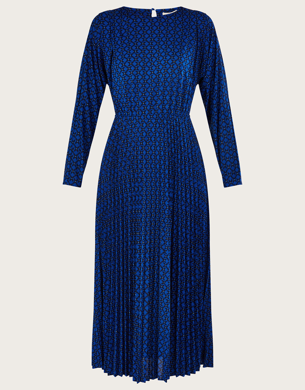Pleated Batwing Midi Jersey Dress with Recycled Polyester Blue ...