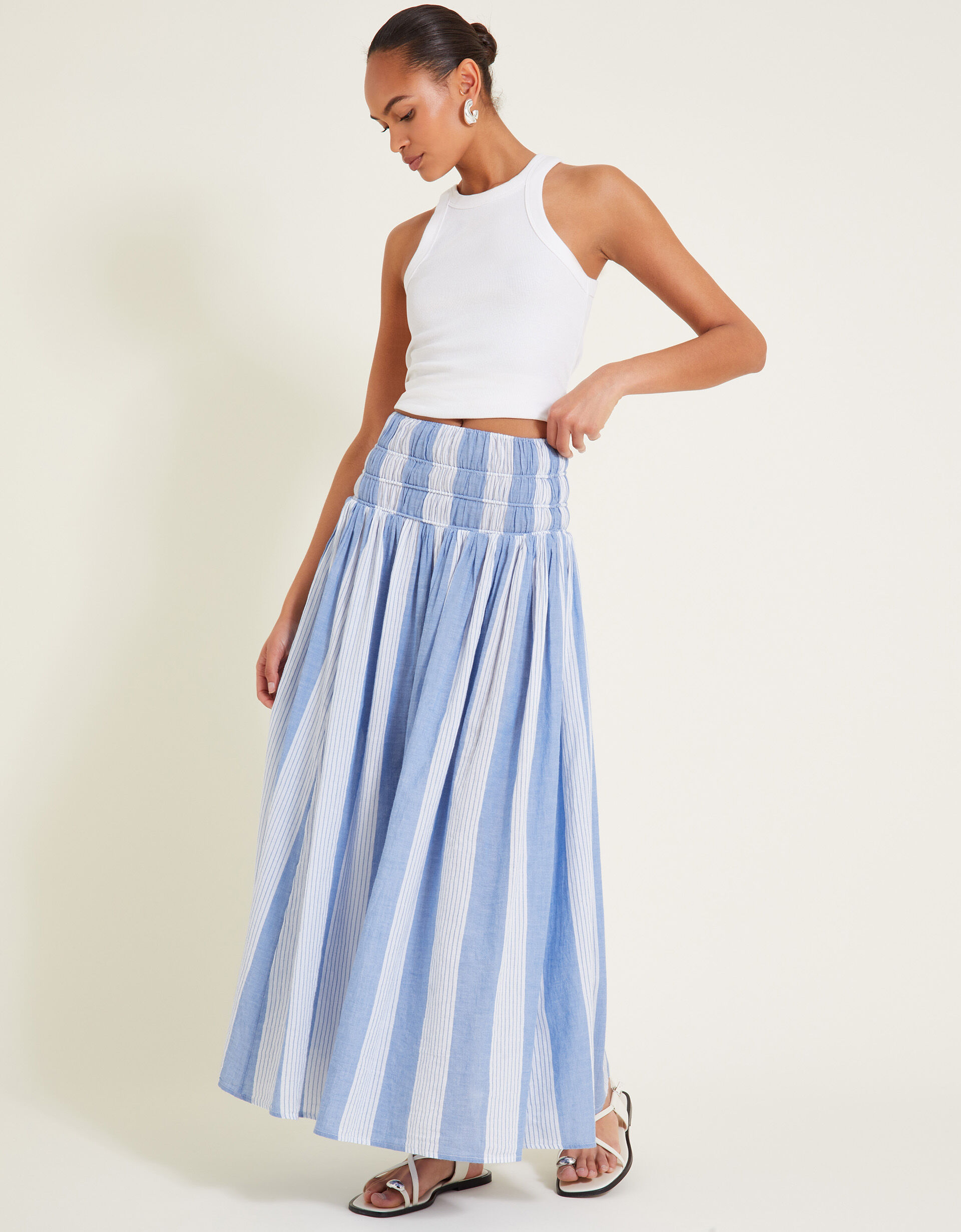 Celia Stripe Skirt Blue | Skirts | Monsoon UK.
