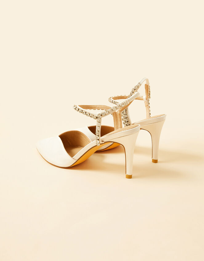 Diamante Trim Pointed Toe Bridal Heels Ivory | Women's Shoes | Monsoon UK.