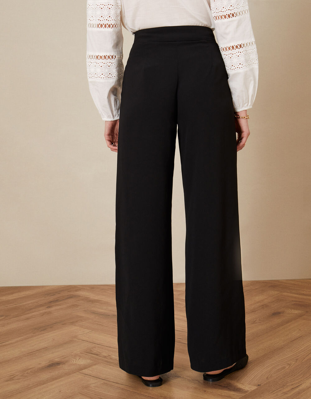 Jamie Wide Leg Trousers with Recycled Polyester Black | Trousers ...
