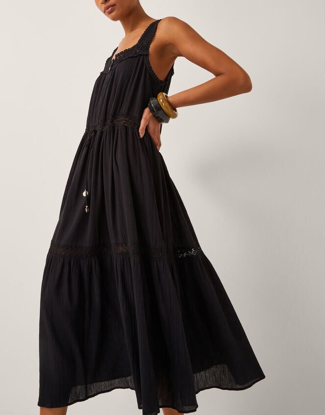 Maddi Sleeveless Embroidered Midi Dress Black