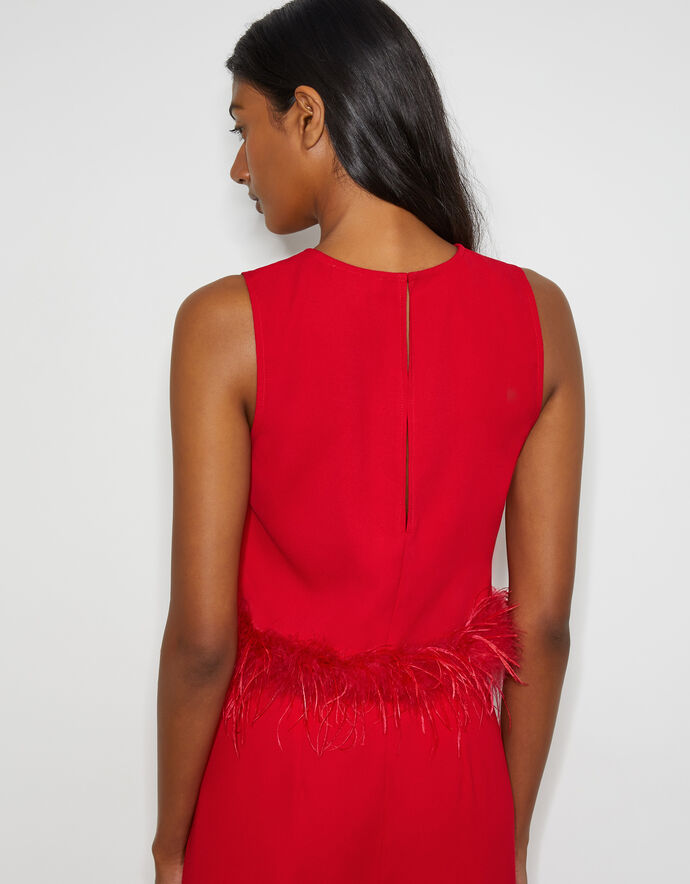 Monsoon x Sarah Corbett-Winder Feather Trim Crop Top Red | Tops & T ...