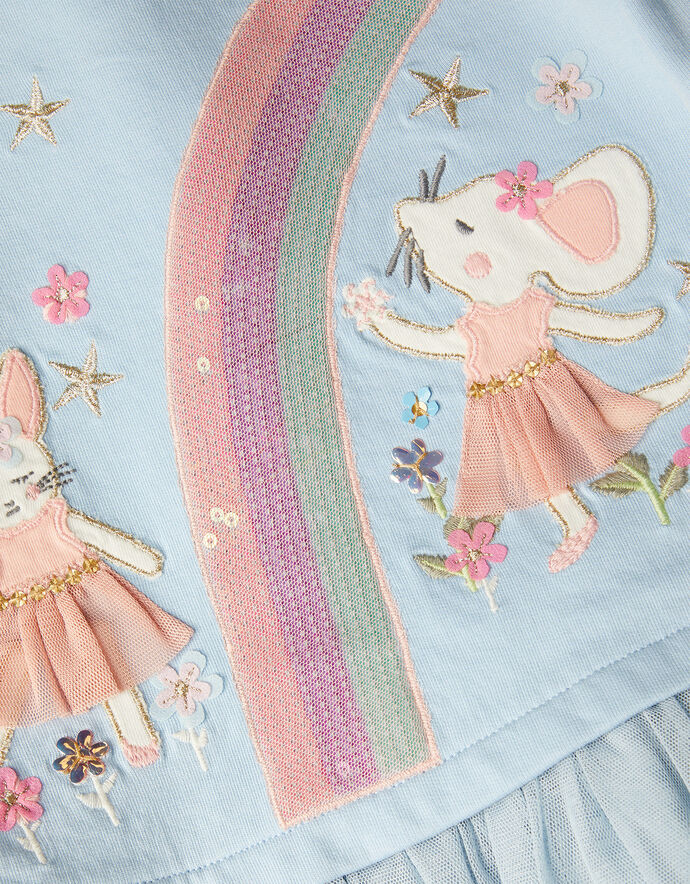 Baby Mice Rainbow Sweater Dress Blue | Baby Girl Dresses | Monsoon UK.