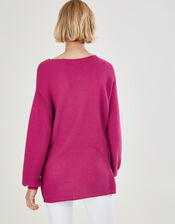 Rib Slash Neck Tunic in Linen Blend Pink