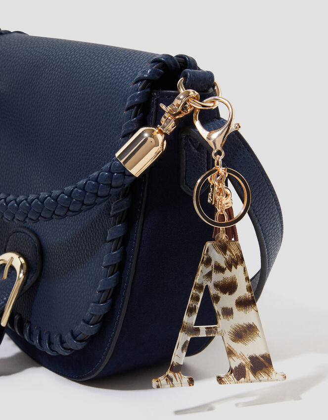 Leopard Print Resin Initial Keyring Brown | Accessories | Monsoon UK.