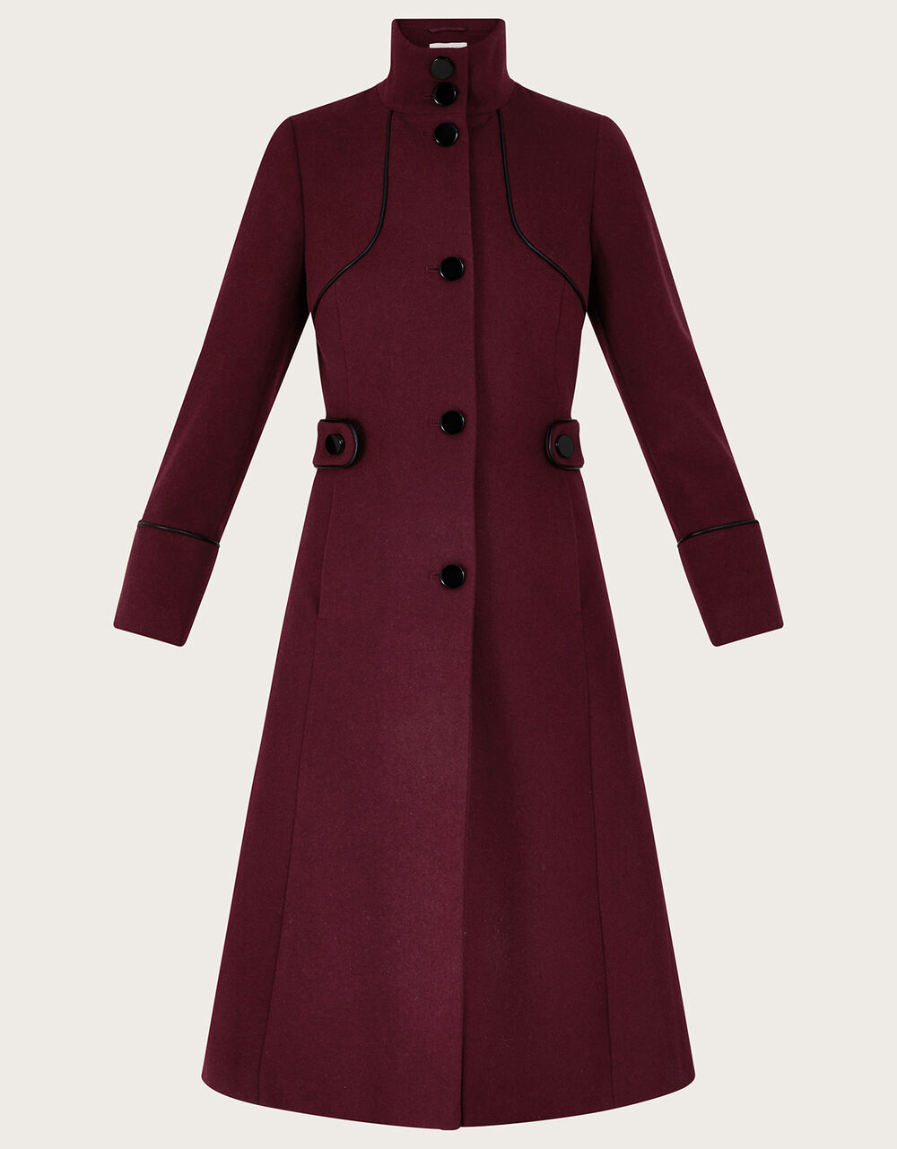 Fiona PU Tipped Funnel Coat Red | Women's Coats | Monsoon UK.