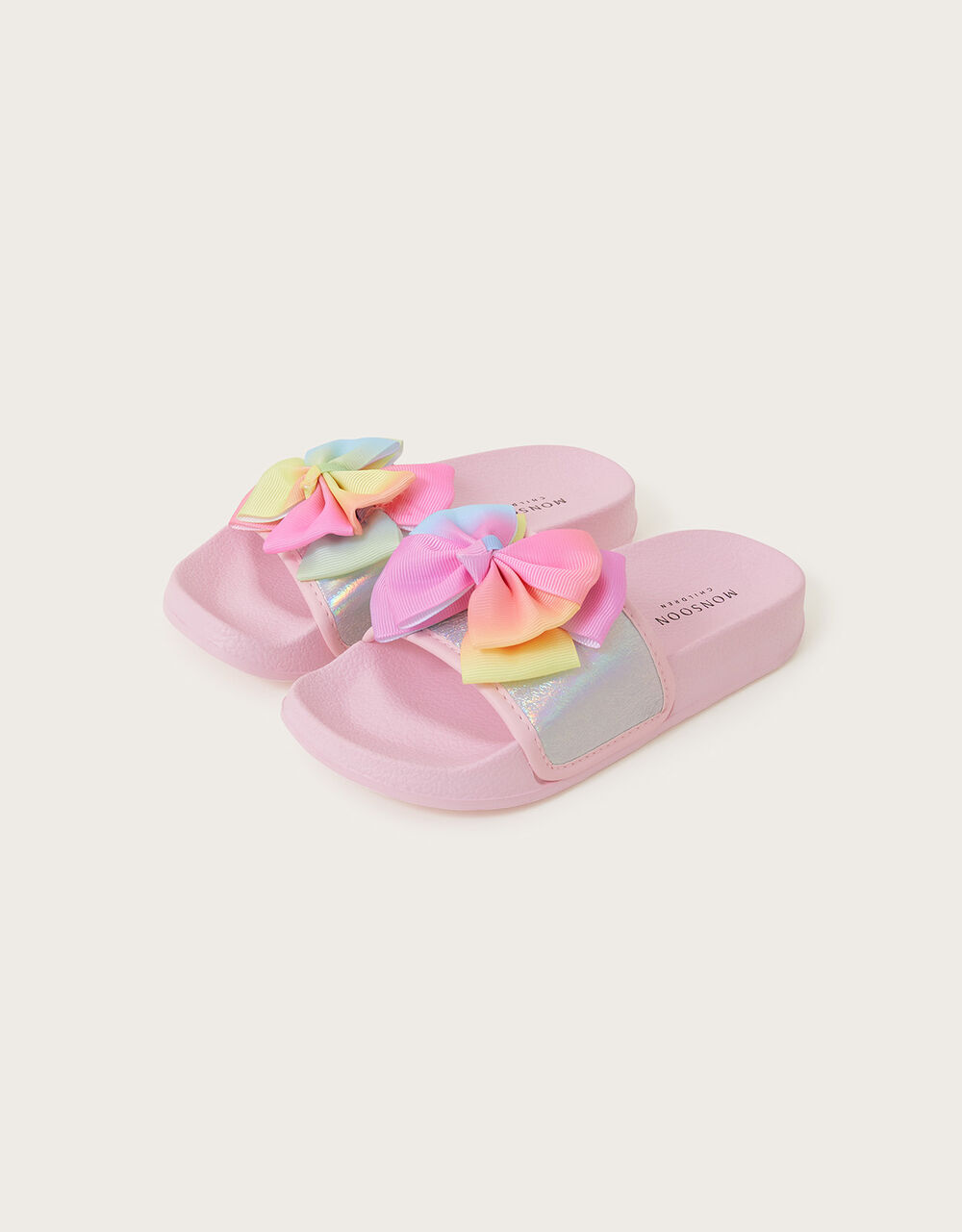 Pastel Rainbow Bow Sliders Multi | Girls' Sandals | Monsoon UK.