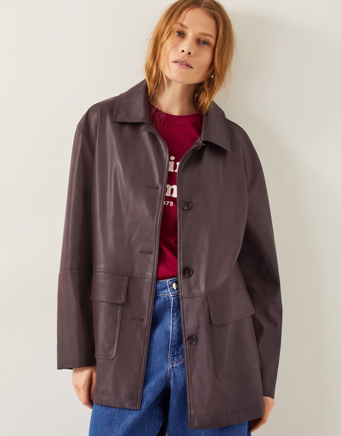 Paula Faux Leather Jacket Brown | Women's Coats | Monsoon UK.