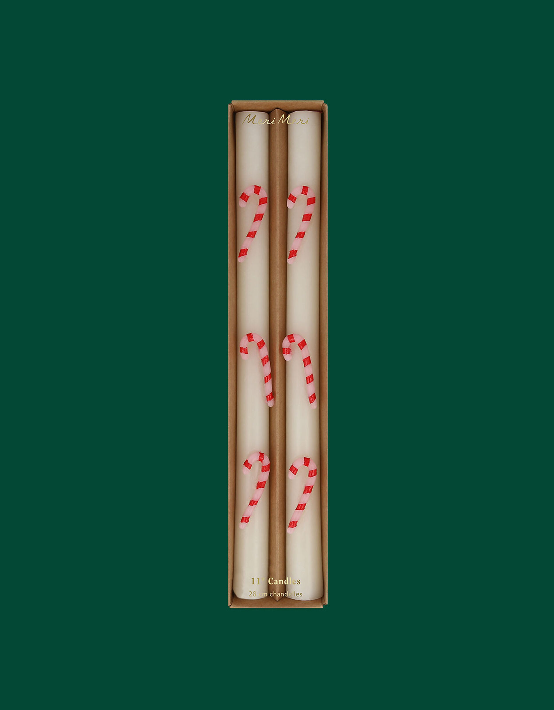 Meri Meri 2-Pack Candy Cane Christmas Taper Candles