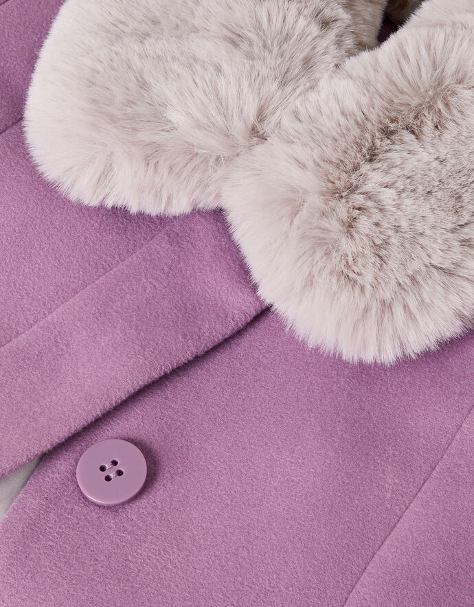 Faux Fur Collar Trim Coat | Girls' Coats & Jackets | Monsoon UK.
