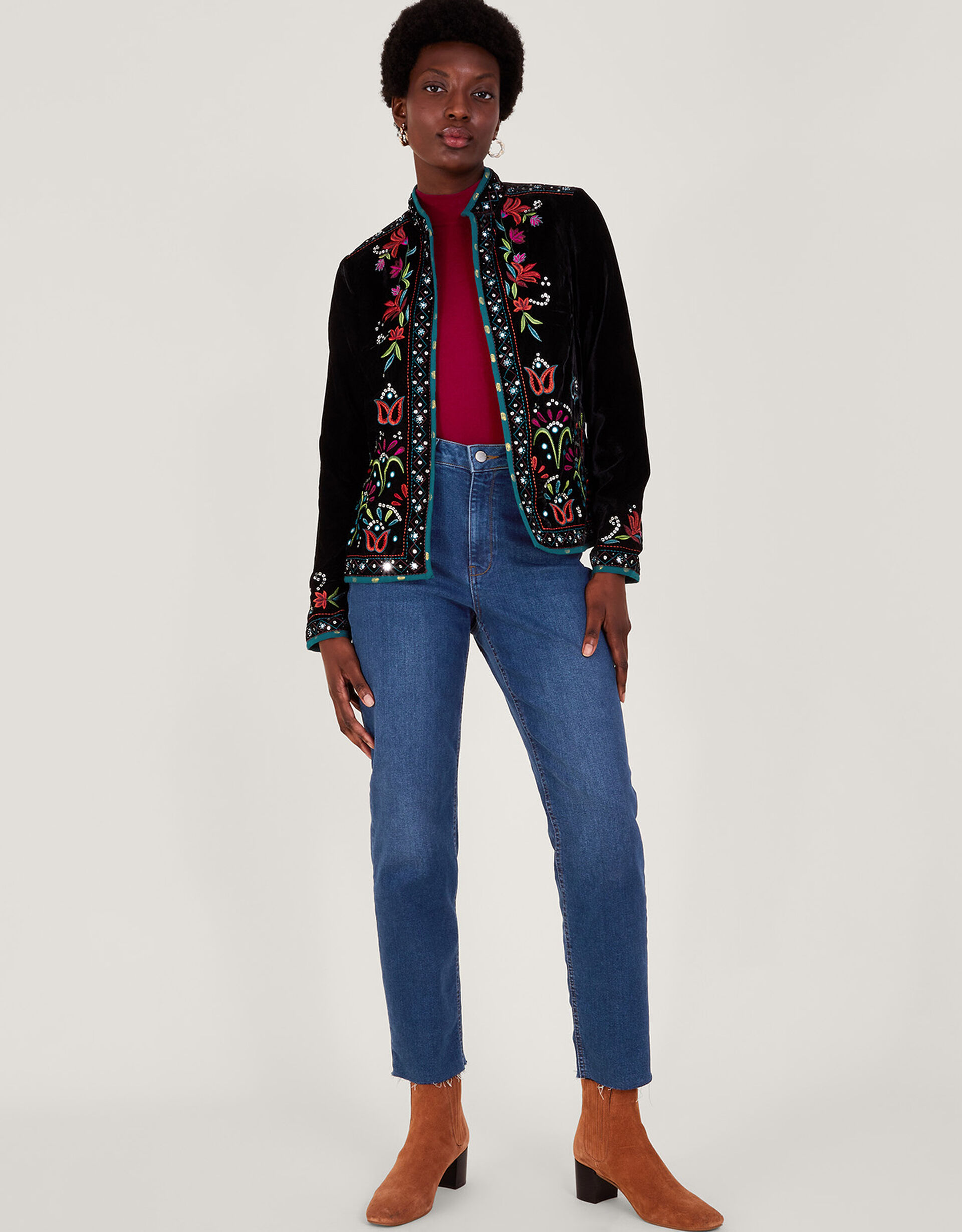 Maeve Embroidered Jacket Black