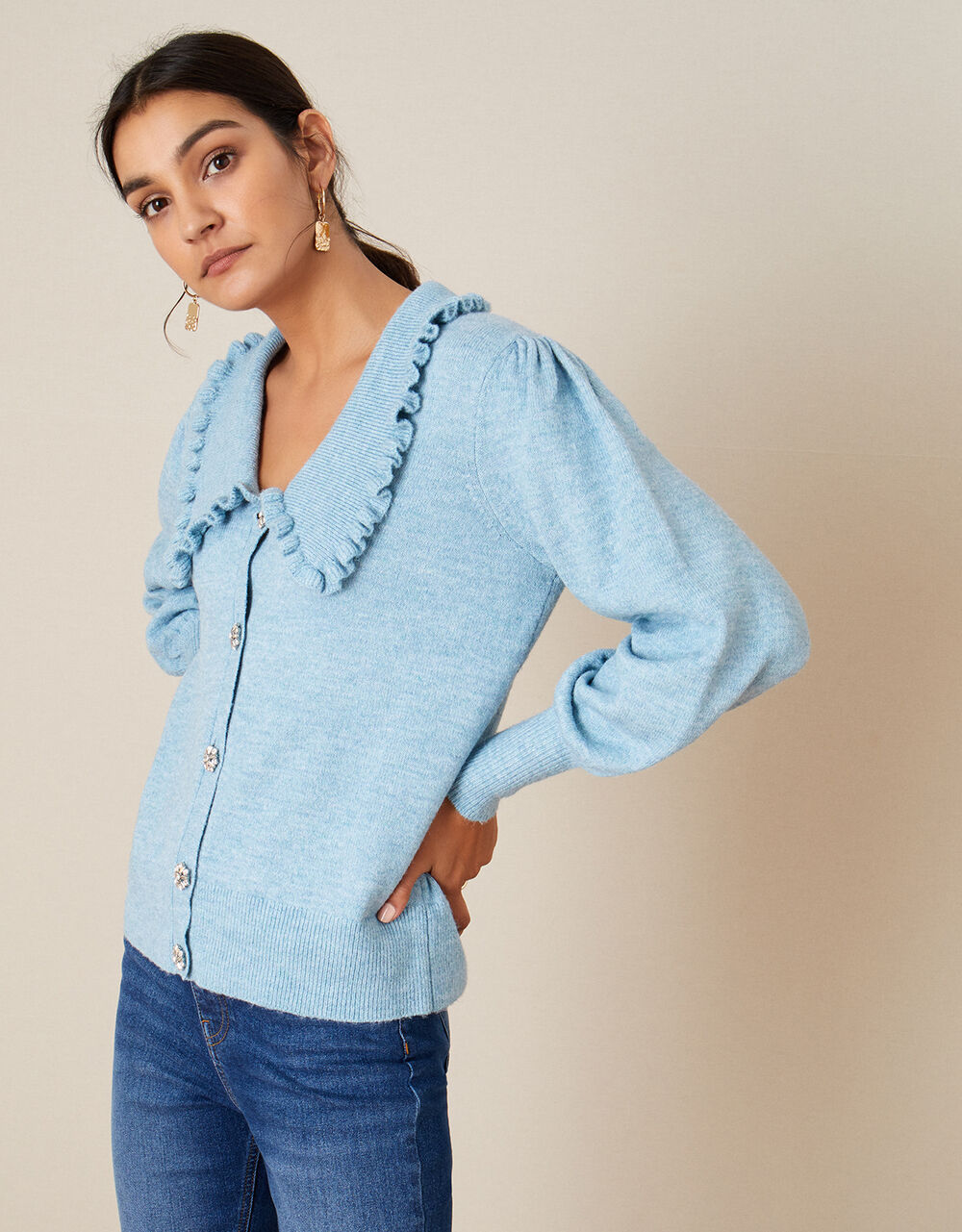 Cosy Collar Cardigan Blue | Cardigans | Monsoon UK.