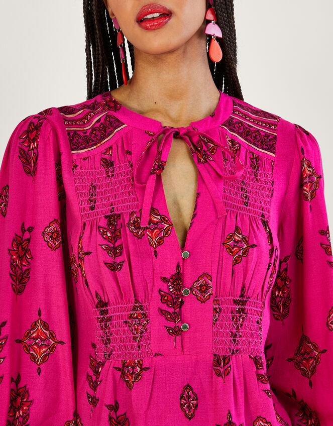 Keyhole Neckline Print Short Dress Pink | Day Dresses | Monsoon UK.