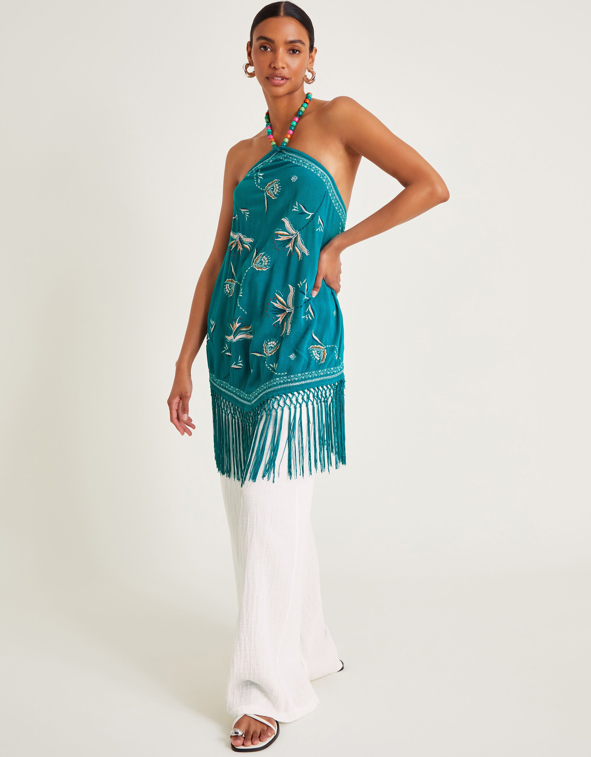 Liza Embellished Tassel Halter Top Teal | Vests, Camisoles And ...