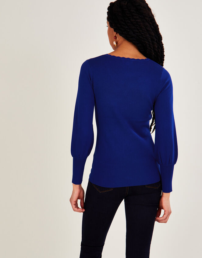 V-Neck Jumper with LENZING™ ECOVERO™ Blue