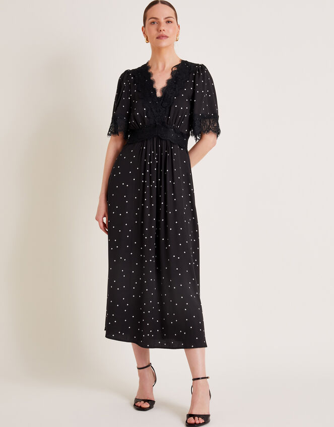 Clea Spot Dress Black | Day Dresses | Monsoon UK.