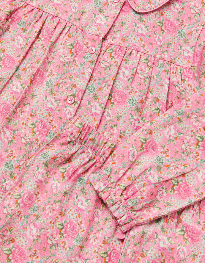 Floral Print Long Pyjamas Set Pink
