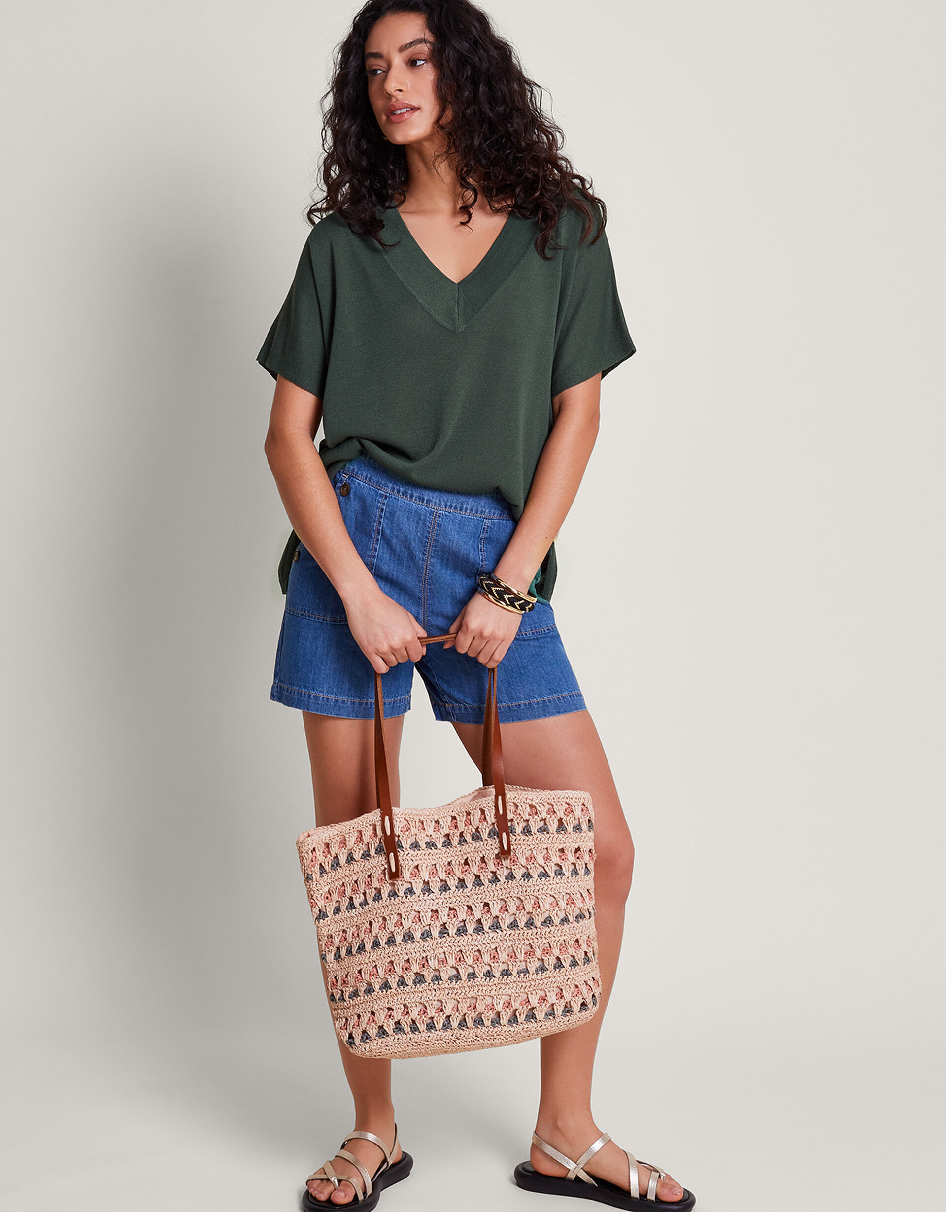 Bel Button Knit Top Green | Knitwear | Monsoon UK.