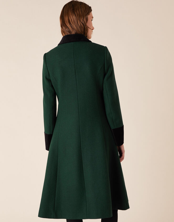 Opera Skirted Coat in Wool Blend Green | Women's Coats | Monsoon UK.