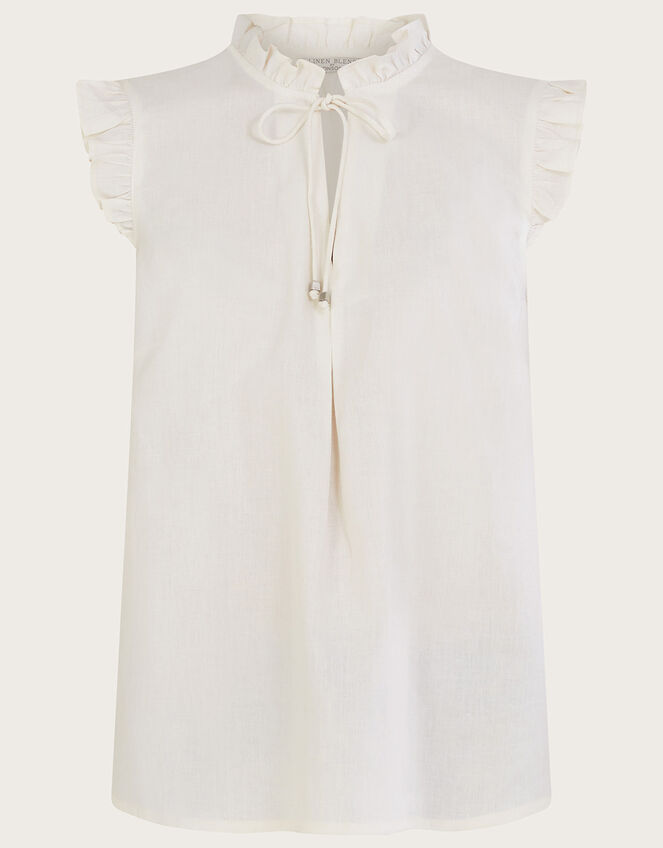 Lydie Frill Tank Top in Linen Blend Ivory | Vests, Camisoles And ...