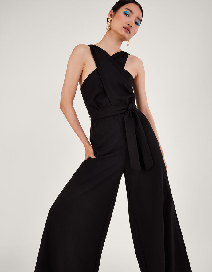 Jersey Smart Cross-over Jumpsuit Black