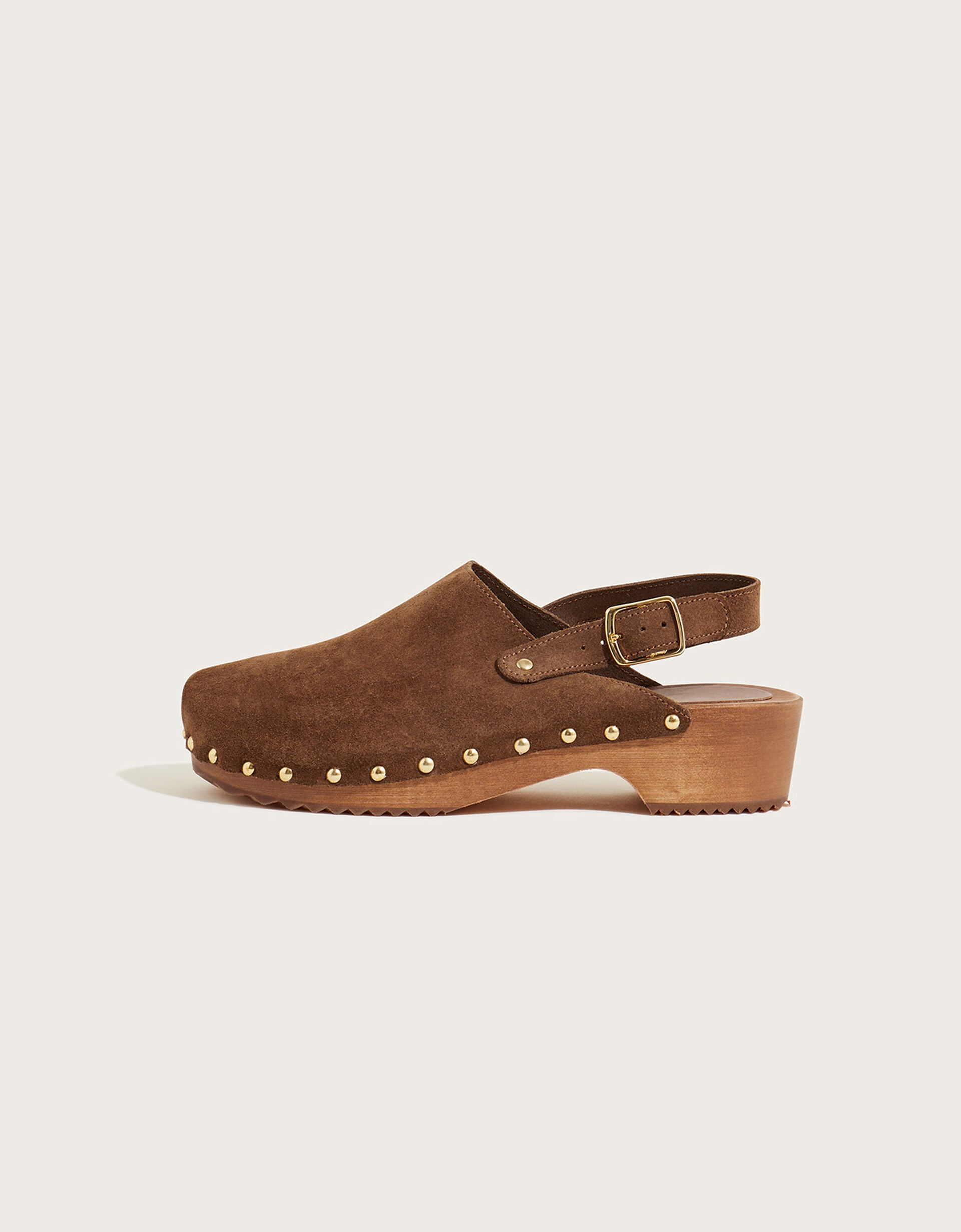 Leather Slingback Clogs Tan
