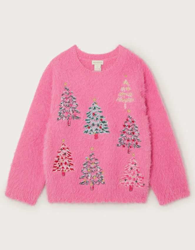 Embroidered Christmas Tree Jumper Pink | Girls' Cardigans | Monsoon UK.